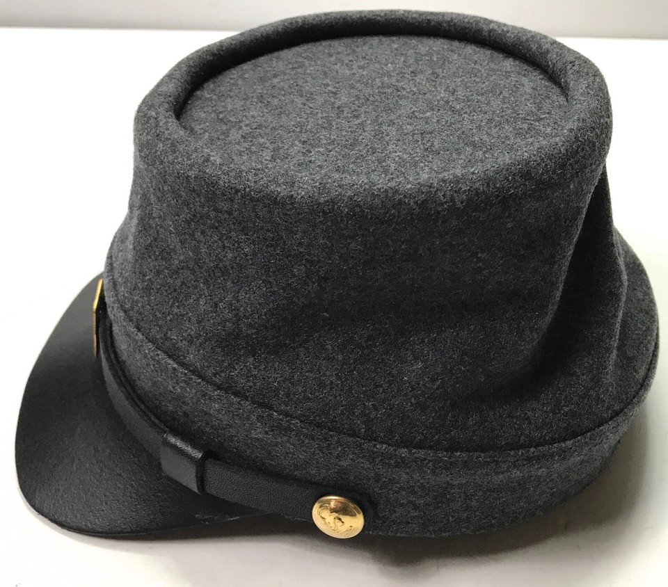CIVIL WAR CSA CONFEDERATE INFANTRY DARK GREY WOOL KEPI FORAGE CAP HAT ...