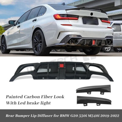 For BMW 3 Series G20 330i M340i Carbon Fiber Rear Bumper Spoiler ...