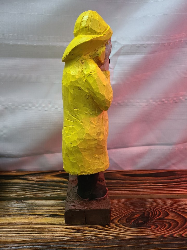 Vintage Nautical Folk Art Hand Carved Wooden Fisherman Sea Captain ...