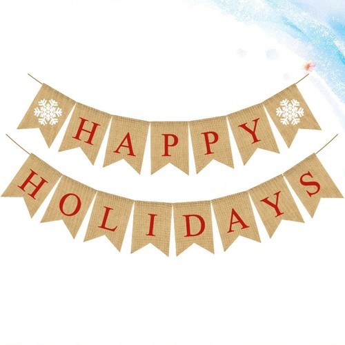 Christmas Hanging Decorations Burlap Holiday Banners Indoor Party ...