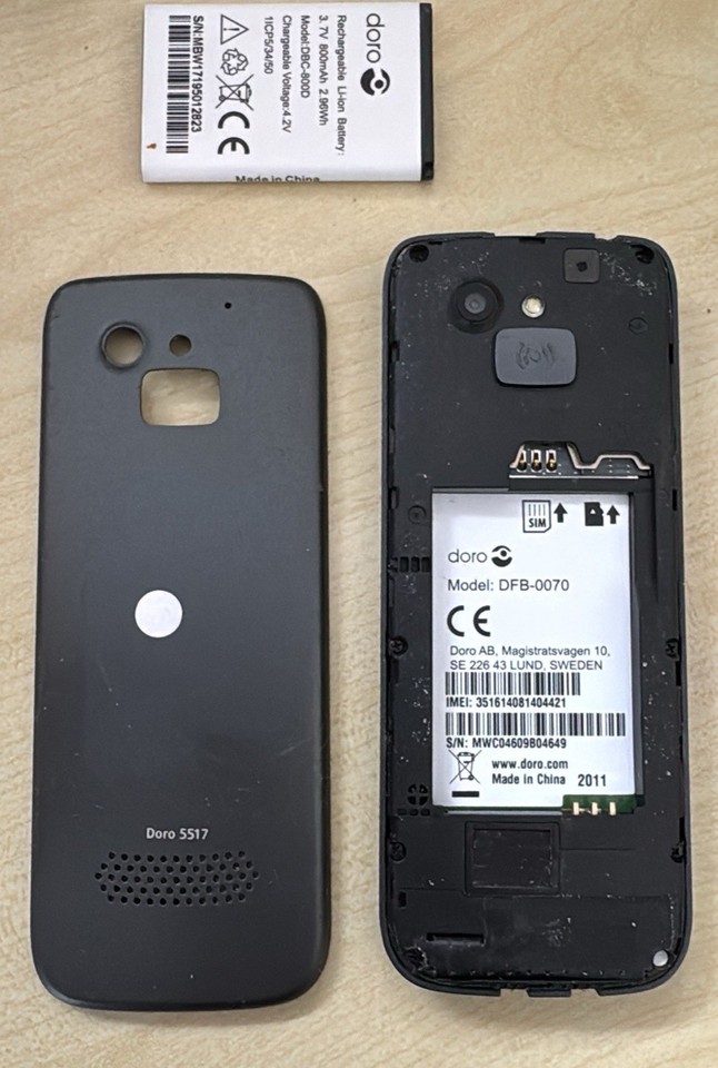 Doro 5516 DFB-0070 Black, Mobile Phone, Phone, Warranty, Complete ...