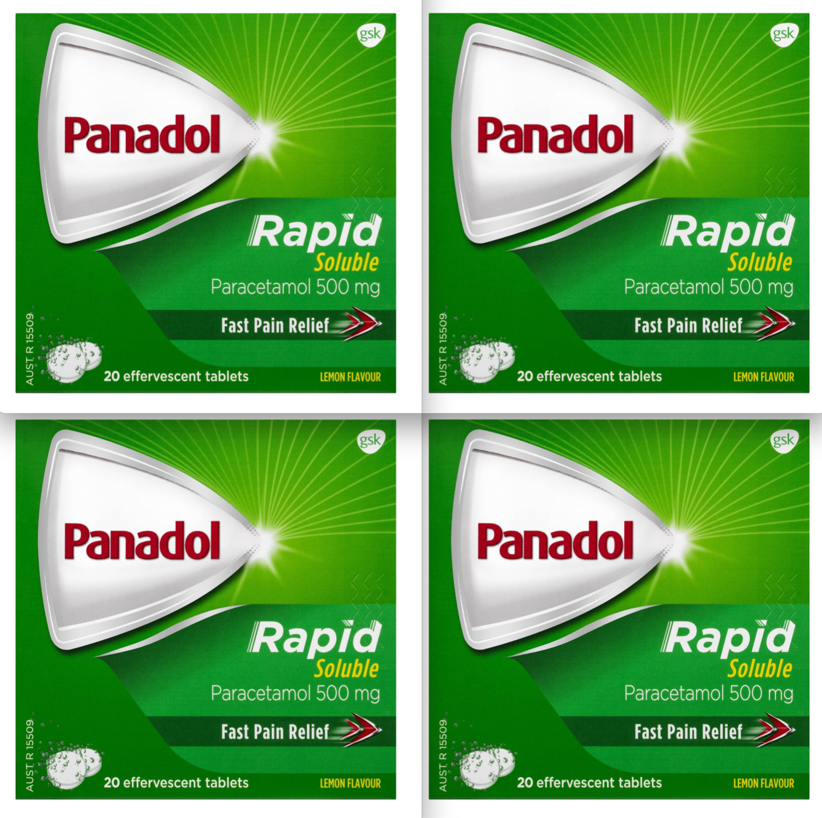 Panadol Rapid Soluble Tablets For Pain Relief Paracetamol - 4 x 20 Pack ...