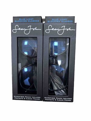 LOT OF 2 Sean John Blue Light Blocking Glasses, Style Kings, Black NEW ...