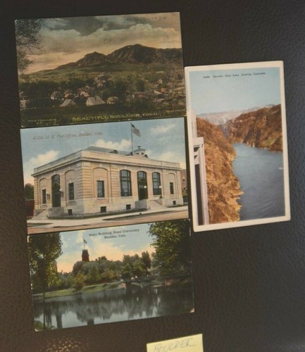 (4) Vintage 1913 Boulder CO 6329 Post Office STATE UNIV Boulder Dam ...