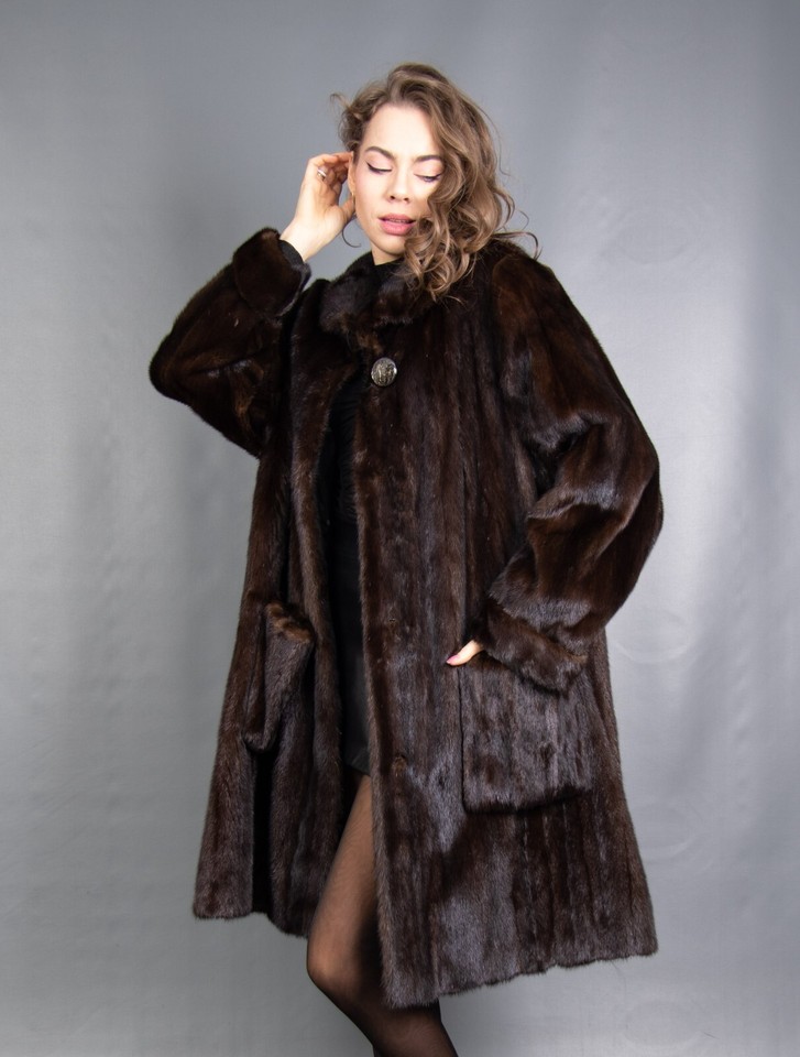 14376 GORGEOUS REAL MINK COAT LUXURY FUR JACKET SWINGER BEAUTIFUL LOOK ...