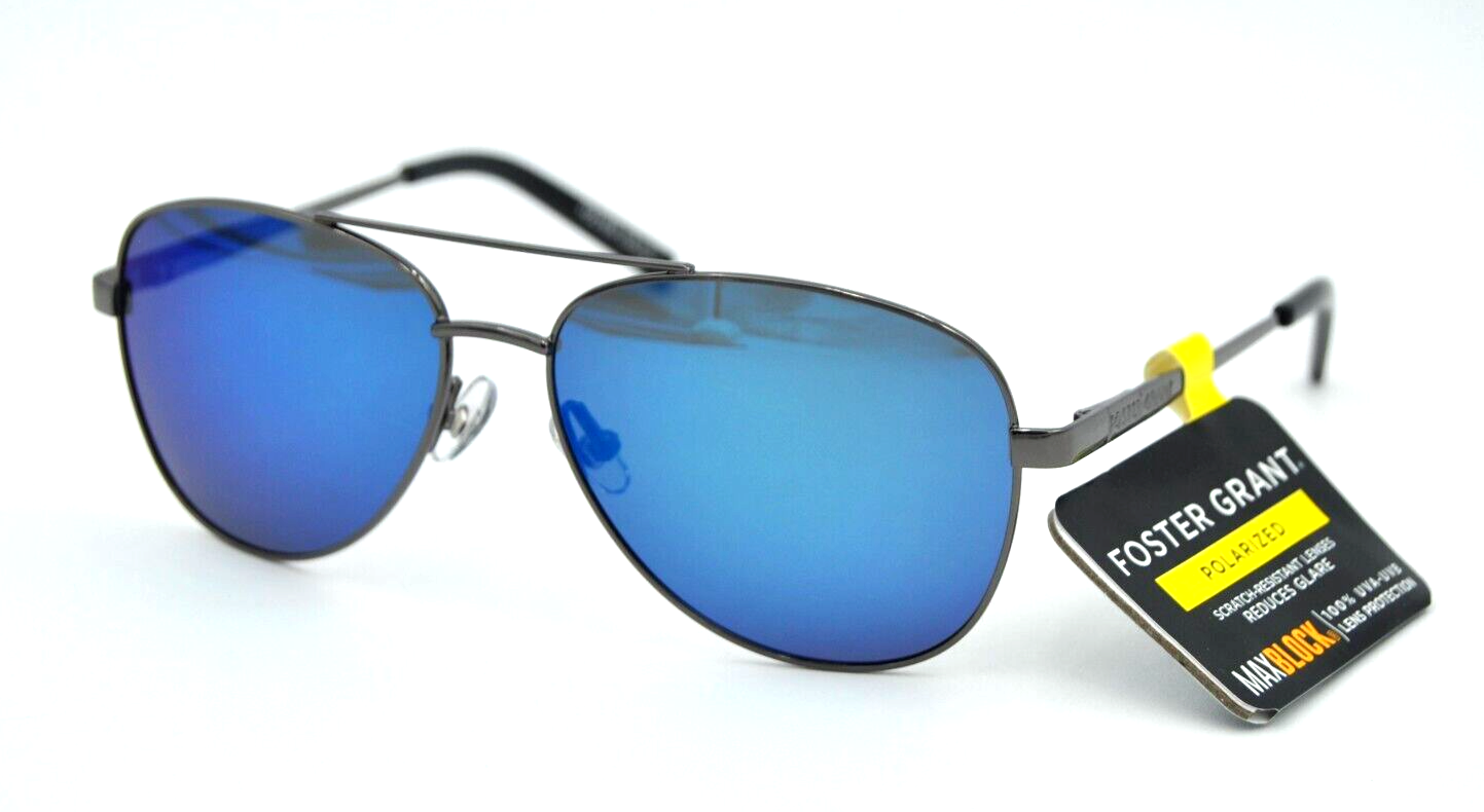 Foster Grant Gunmetal Blue Mirror POLARIZED Aviator GRANT POL ...