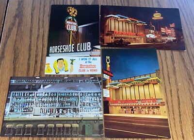 4 Vintage Horseshoe Club Reno Nevada Casino Postcards Restaurant Bar ...