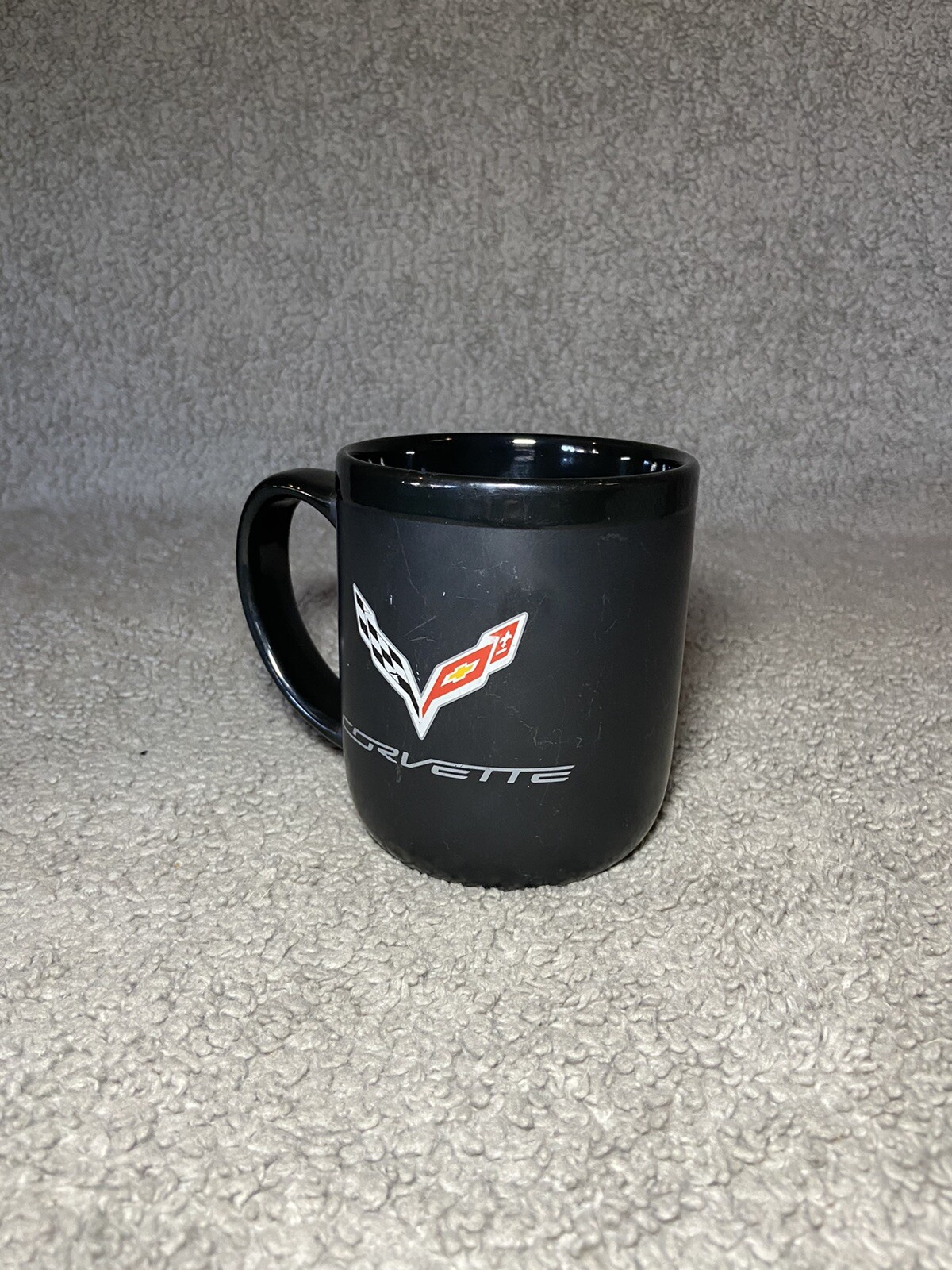 2014-2019 C7 Corvette Coffee Mug Style Matte Black with Crossed Flags ...