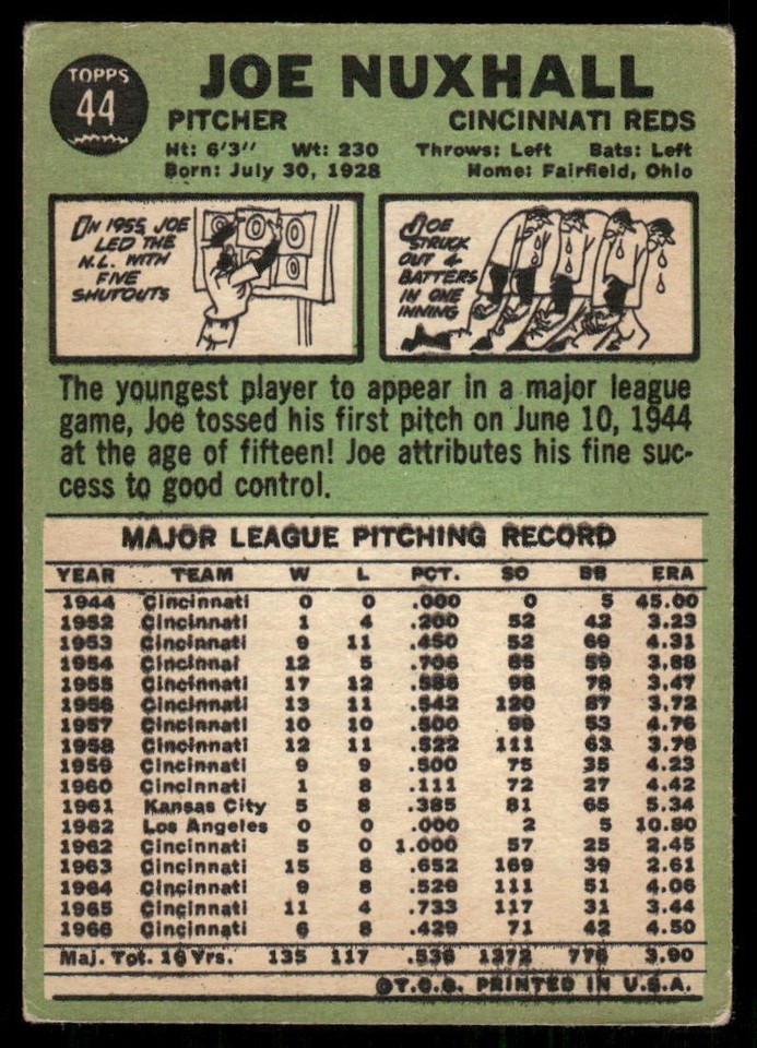 1967 Topps #44 Joe Nuxhall | eBay