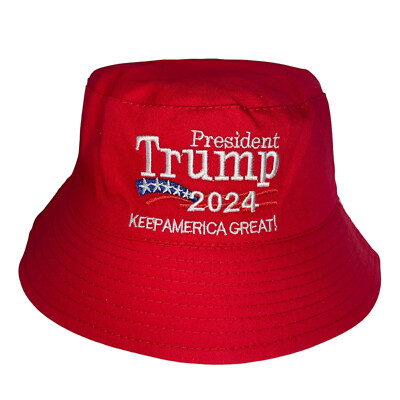 ON SALE!! President Donald TRUMP Bucket Red Hat MAGA Keep America Great ...