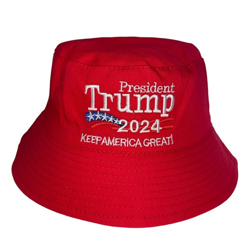 ON SALE!! President Donald TRUMP Bucket Red Hat MAGA Keep America Great ...