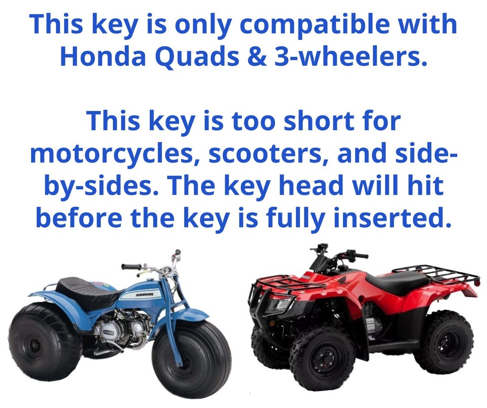 Honda Keys Quad & 3 Wheeler Only Replacement Key Cut to Code A00-A99 ...