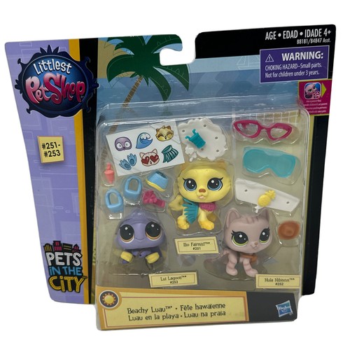 Littlest Pet Shop Pets In The City Beachy Luau #251 #252 #253 New In ...