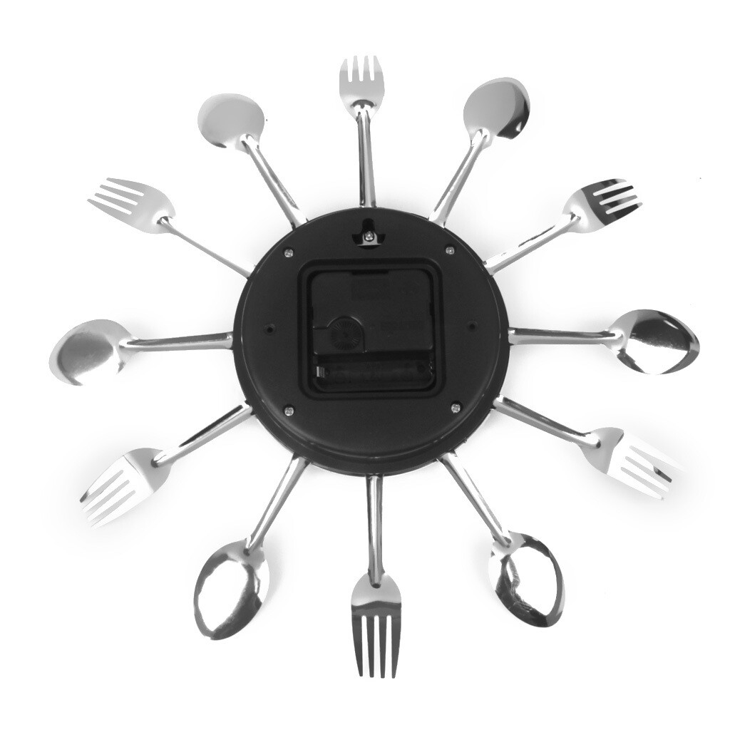 Modern Unique Aluminum Spoon Fork Clock Cutlery Kitchen Wall Clock ...