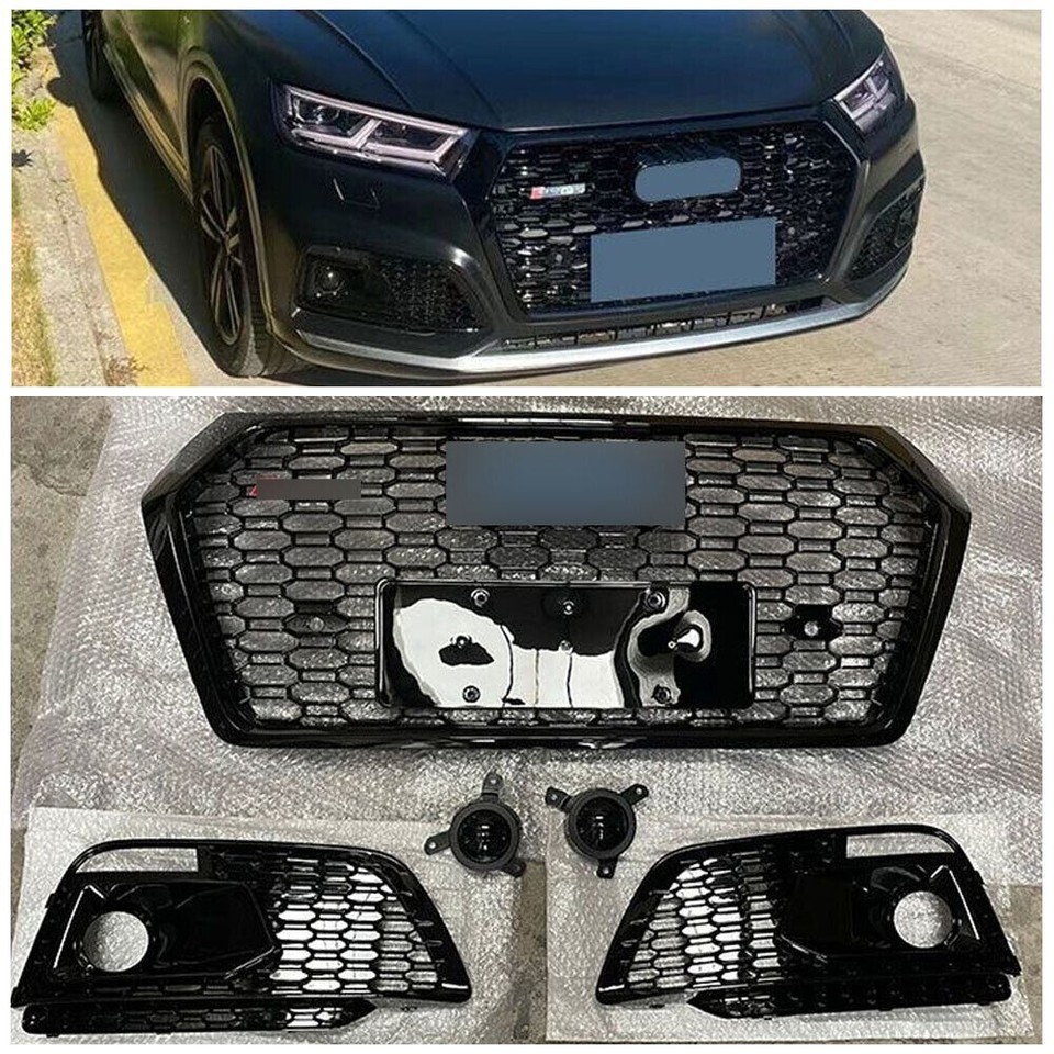 RSQ5 Front Honeycomb Mesh Grill +Fog Lamp Grilles For Audi Q5 SQ5 2018 ...
