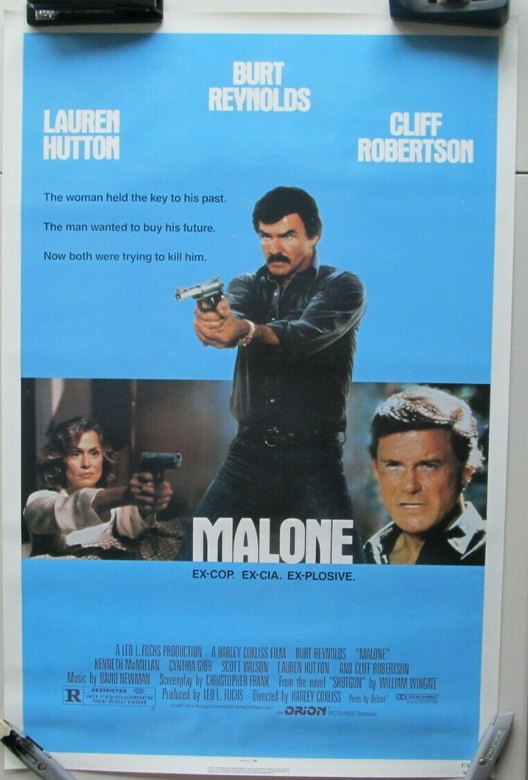 MALONE ORIGINAL ROLLED 27X41 MOVIE POSTER 1987 BURT REYNOLDS LAUREN ...