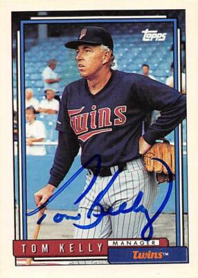 Tom Kelly autographed baseball card (Minnesota Twins) 1992 Topps #459 ...