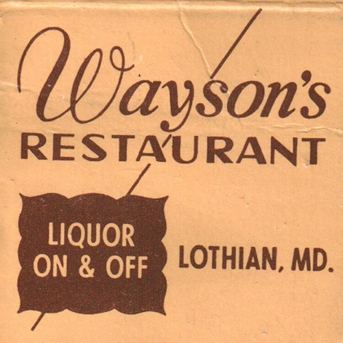 1960s Wayson's Restaurant Bayvue Room Lothian Anne Arundel County ...