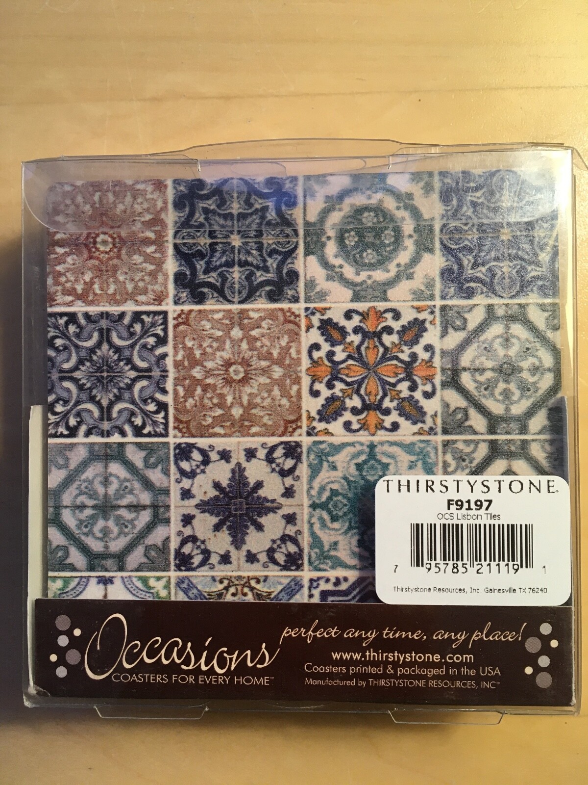 THIRSTYSTONE LISBON TILES SET OF 4 DOLOMITE COASTERS W/CORK BACKING | eBay