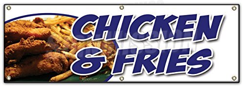 72" Chicken & French Fries Banner Sign Fried Nuggets Fingers tenders ...