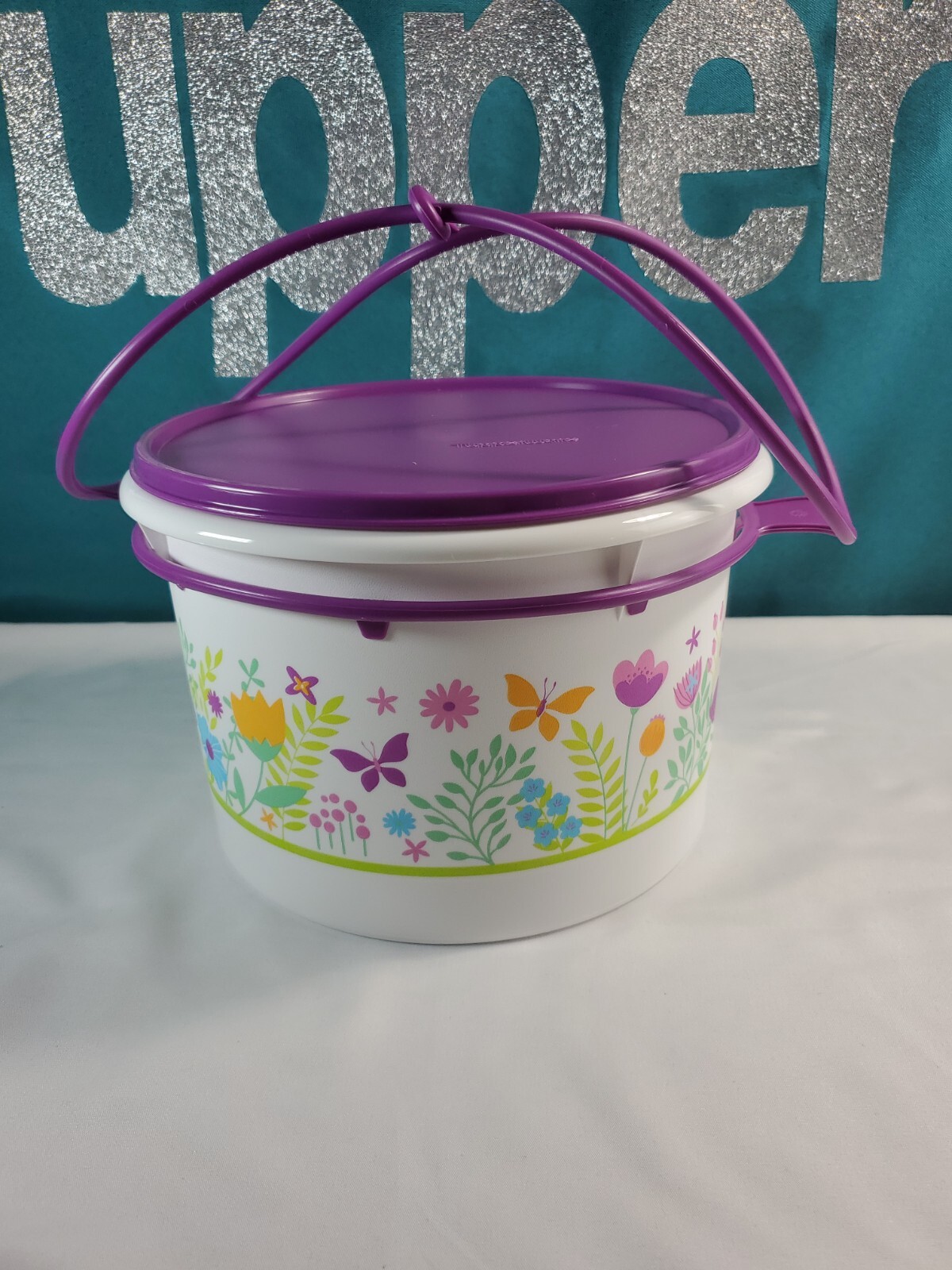 Tupperware Round Nesting Storage Canister Butterfly Flowers 14 cup ...