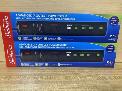 Sunbeam Advance 7 Outlet Power Strip with Surge Protector - Black ...
