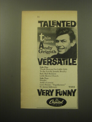 1959 Capitol Records Advertisement - This Here Andy Griffith | eBay