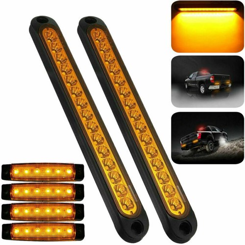 2x Amber LED Sealed Marker Light Strip 10 In Truck Trailer Light Bar ...