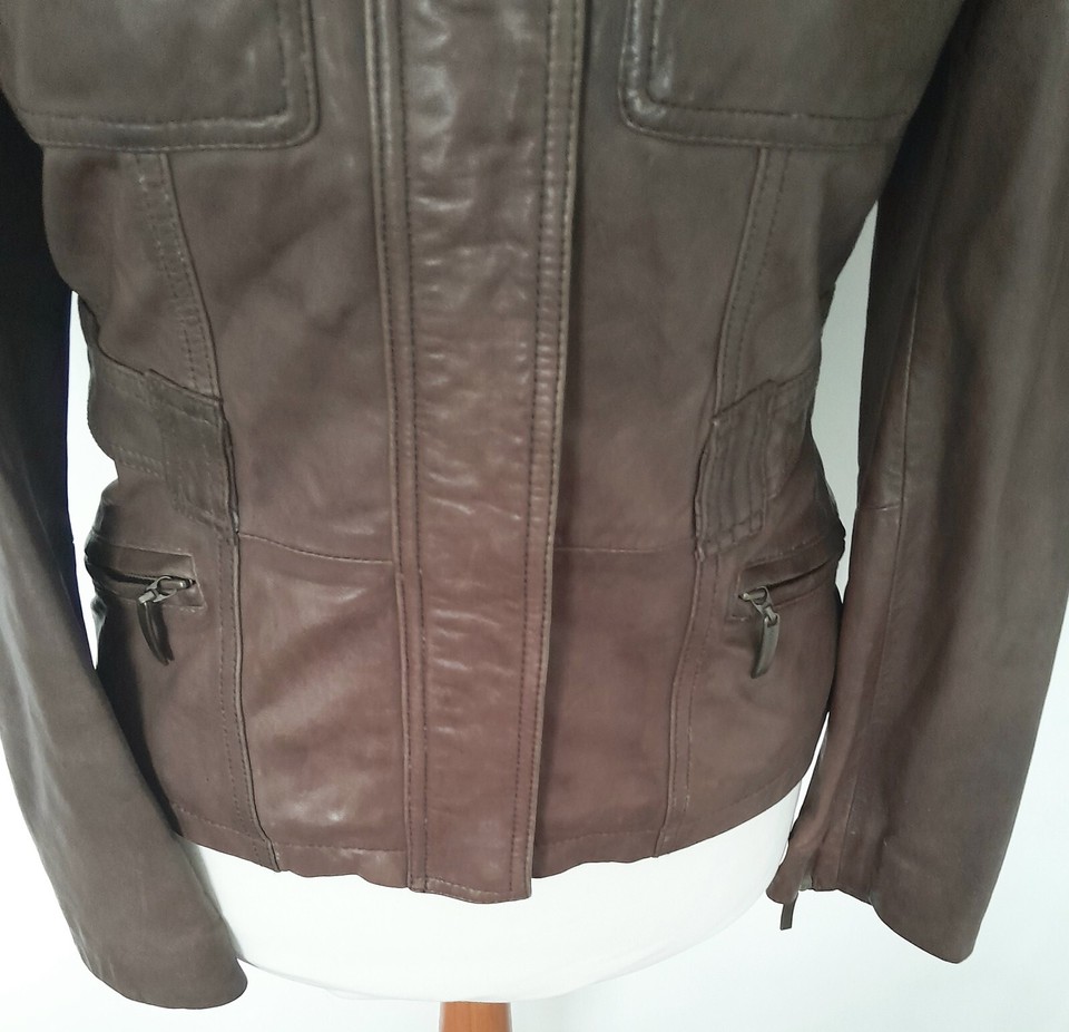 ROCHA JOHN ROCHA - Soft REAL LEATHER Distressed Jacket MID BROWN Size ...