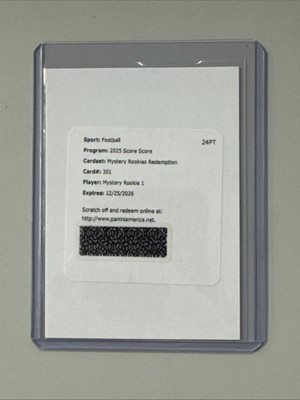 2025 Panini Score Mystery Rookie Redemption Mystery Rookie 1 Cam Ward ...