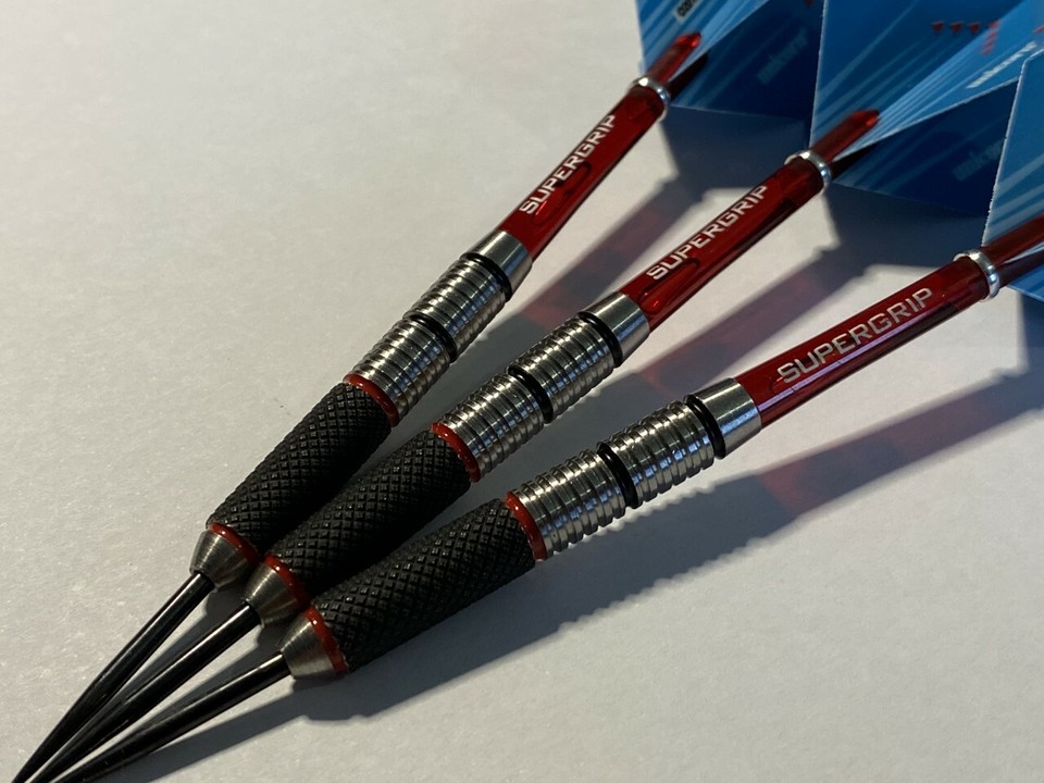27g RED ARROWS 90% Tungsten Darts Set,Supergrip Stems, Unicorn Red ...