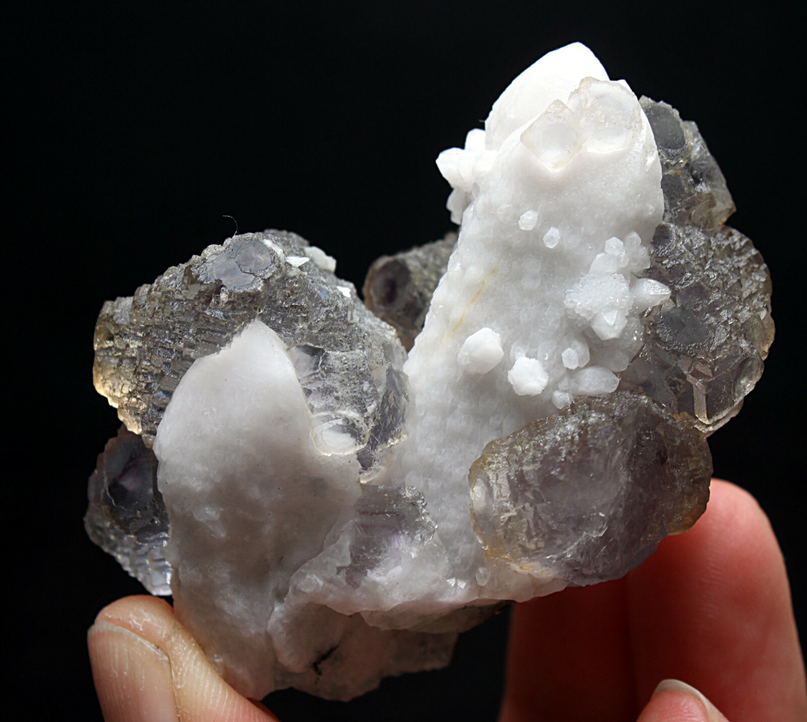 97g Ladder-like Purple blue Fluorite Enfold QUARTZ Mineral Specimen ...