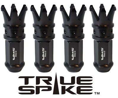 20 TRUE SPIKE 1/2" STEEL EXTENDED CROWN SPIKE LUG NUTS BLACK FOR FORD ...