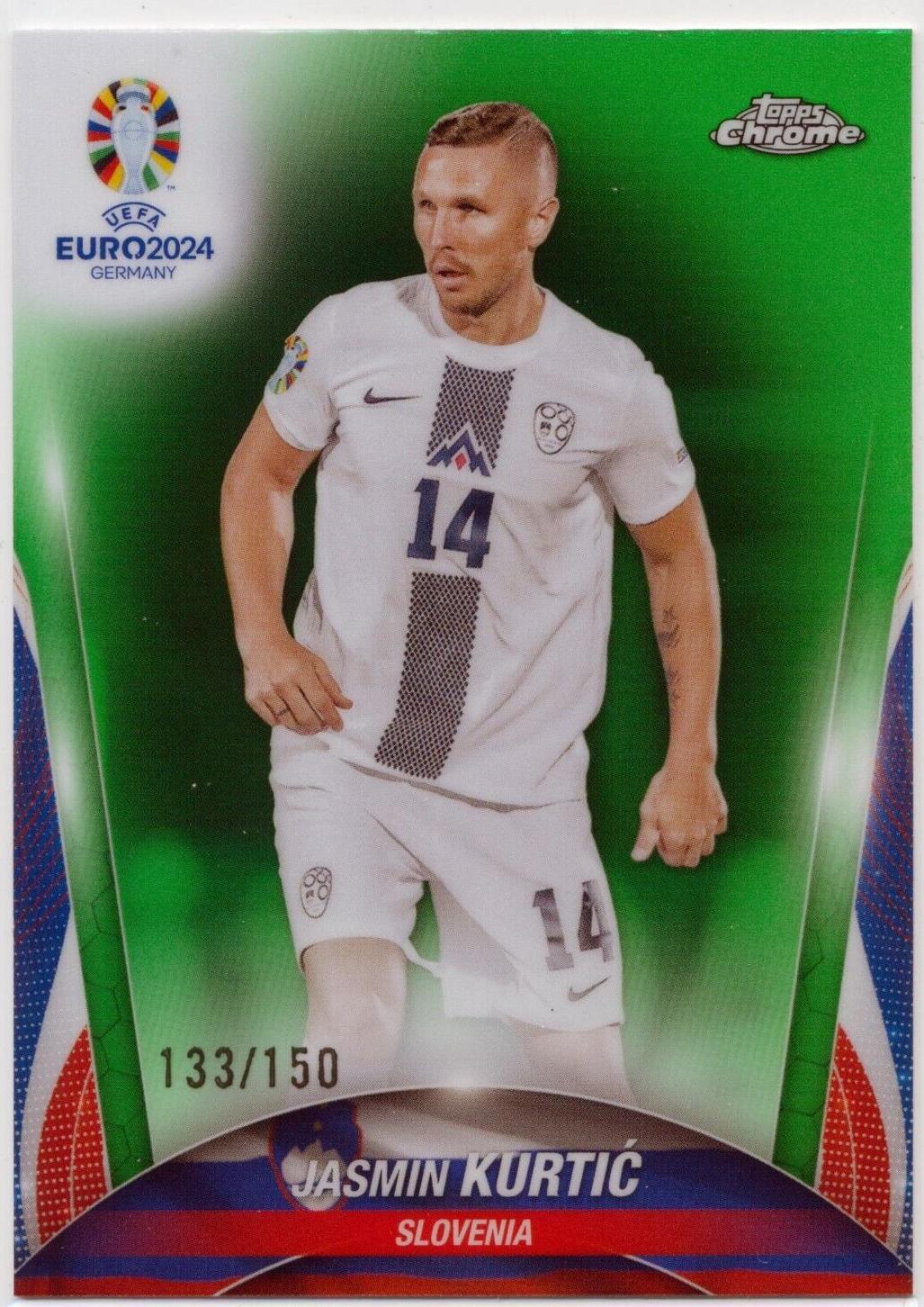 2024 Topps Chrome Uefa Euro - Jasmin Kurtic #137 Neon Green Refractor ...