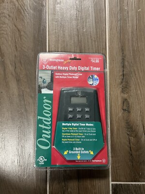 NEW Westinghouse Outdoor 3 Outlet Heavy Duty Digital Timer Model 28499 ...