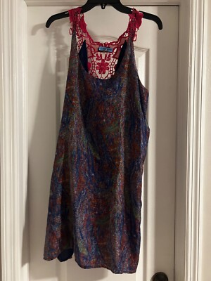 Women's Blue w/pink lace back sundress by Sugar Lips Size Large | eBay