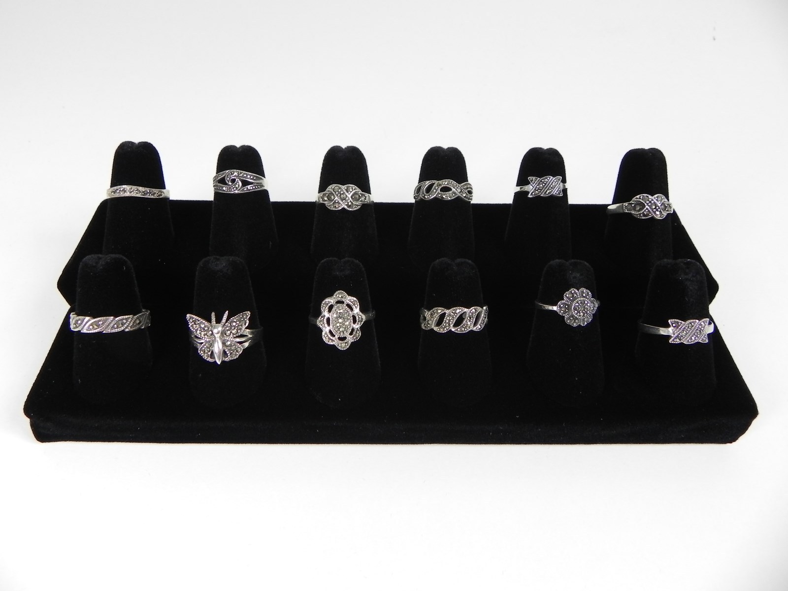 ONE 12-Finger Ring Display Black Velvet Jewelry Showcase rings | eBay