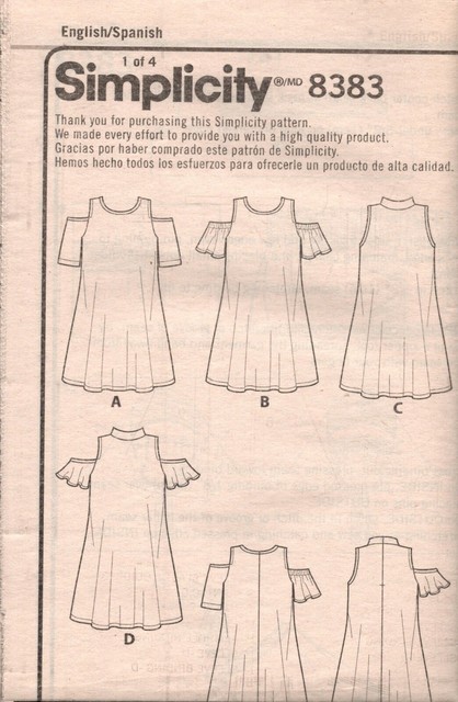 Simplicity Sewing Pattern 8383 H5 Misses' Knit Trapeze Flowy Dress S6 ...