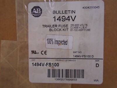 ALLEN BRADLEY 1494V-FS100 SERIES B FUSE BLOCK 100 AMPS 600 VOLTS | eBay