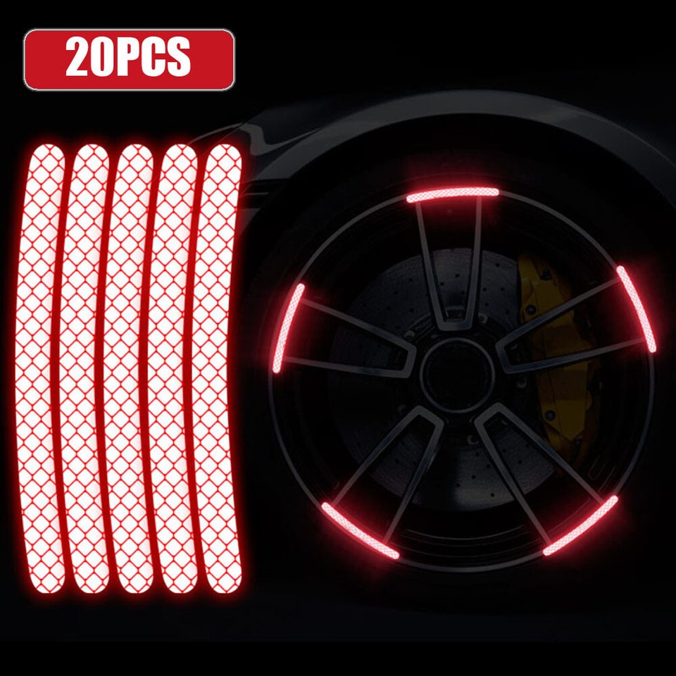 20x Red Reflective Strip Car Wheel Hub Rim Stripe Decal Sticker ...