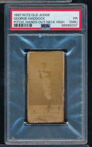 1887 N172 Old Judge George Haddock hands neck high Washington PSA 1 MK ...