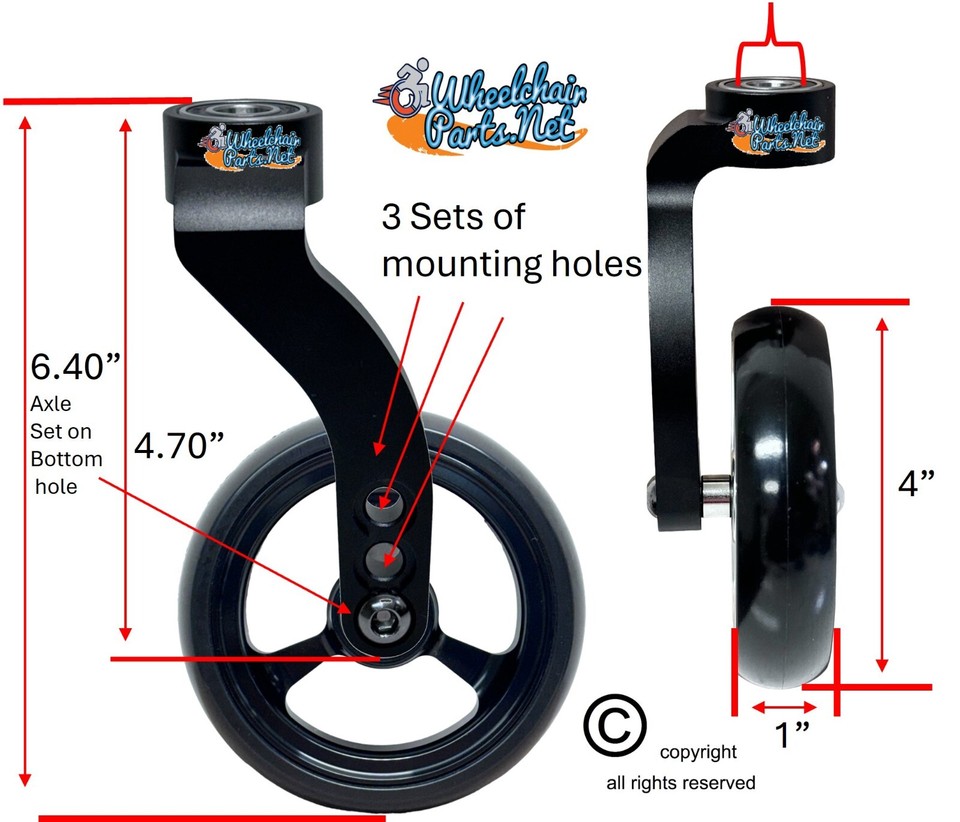 Single Sided Black Aluminum Caster Fork Assembly With 4x1 Caster Wheels ...