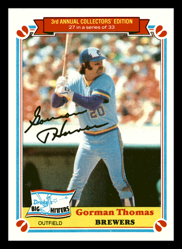 1983 Topps Drake's Big Hitters Gorman Thomas Milwaukee Brewers #27 NM ...