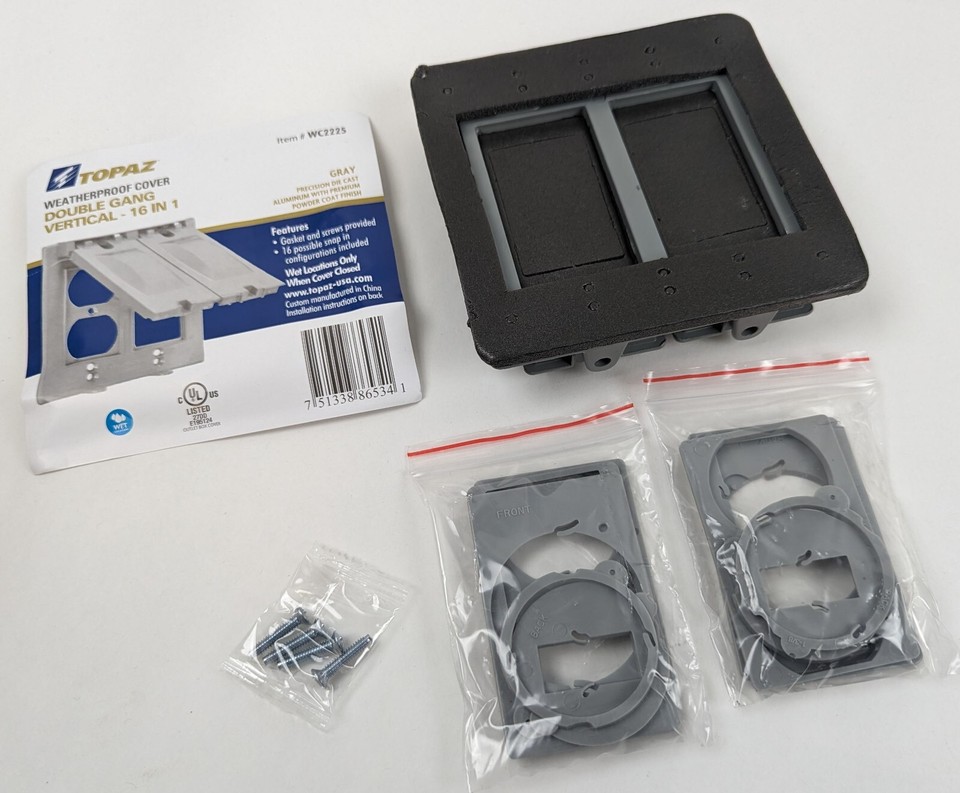 2 Topaz WC2225 Outdoor 2-Gang Flip Weatherproof Metal Cover Gray ...
