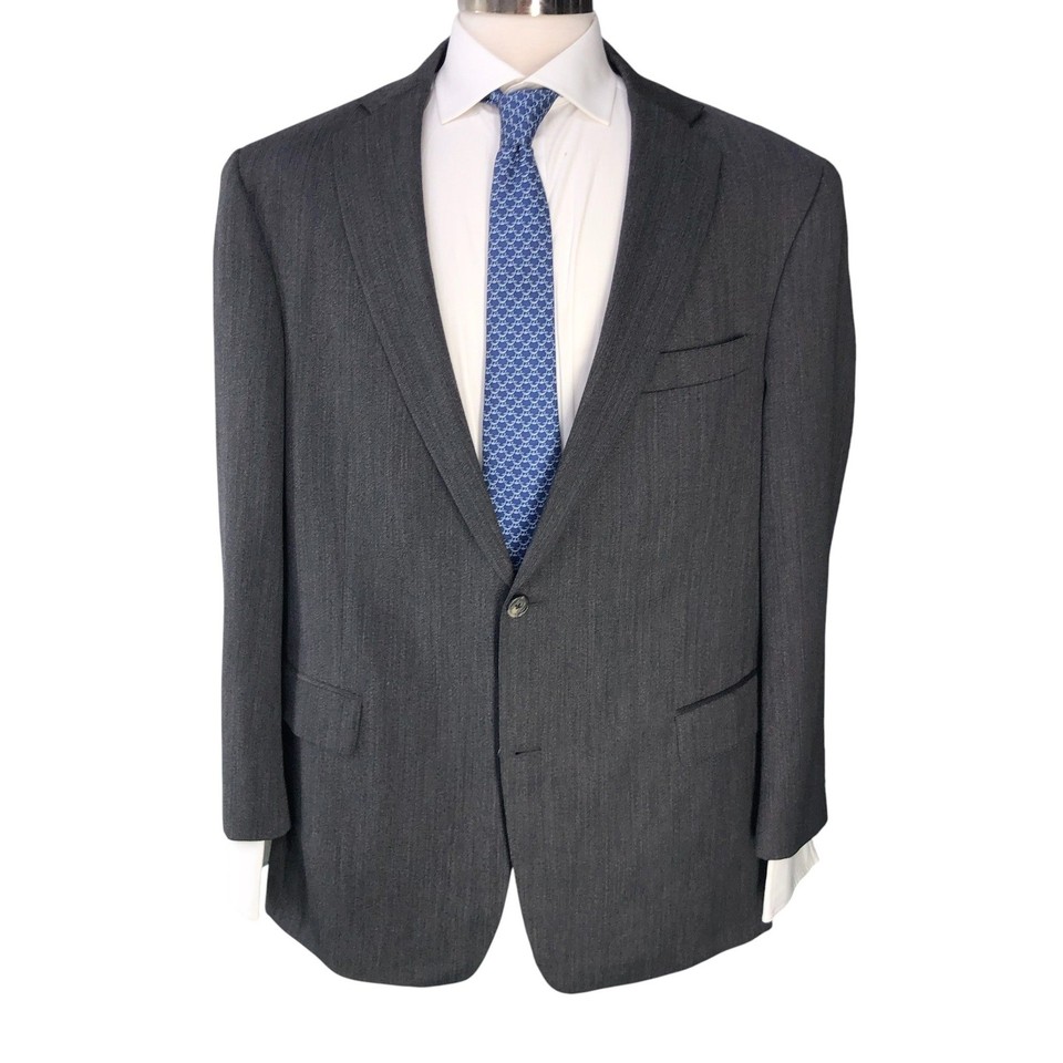 Hart Schaffner Marx HSM Suit Mens 46R Charcoal Gray Two Piece Classic ...