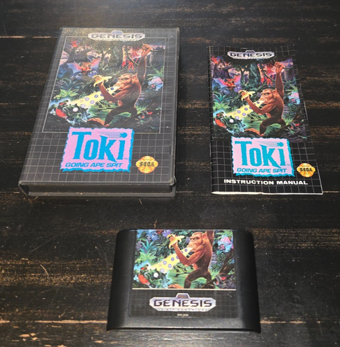 Toki Going Ape Spit Sega Genesis Complete CIB Case Cart Manual Tested ...
