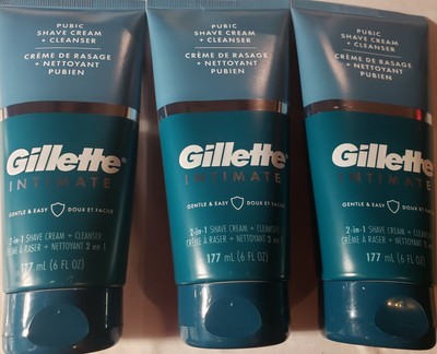 Lot of 3 Gillette Intimate Pubic Shave Cream + Cleanser, 6FL OZ - Brand ...