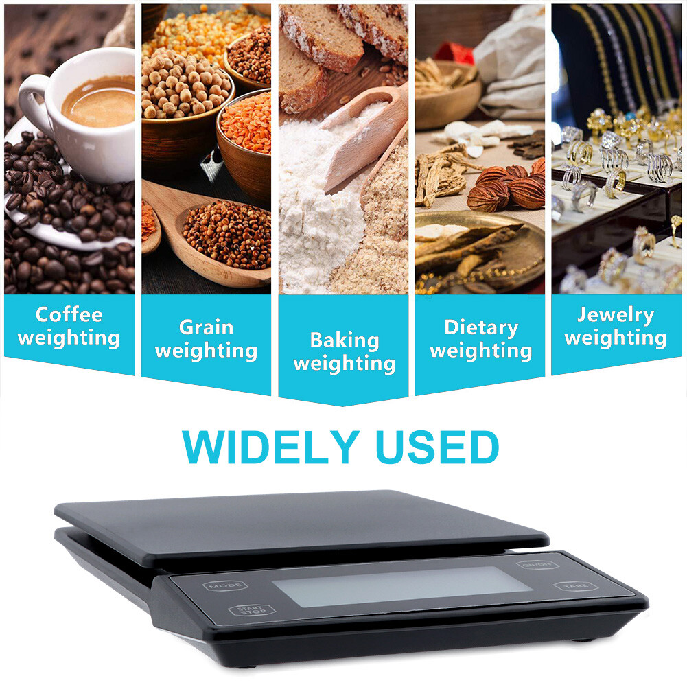 Coffee Scale LED Display Portable 3kg 0.1g Baking Digital With Timer 5 ...