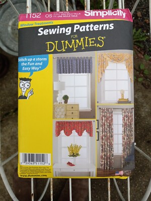 SIMPLICITY 1152 SEWING FOR DUMMIES CURTIAN WINDOW TREATMENT PATTERN NEW ...