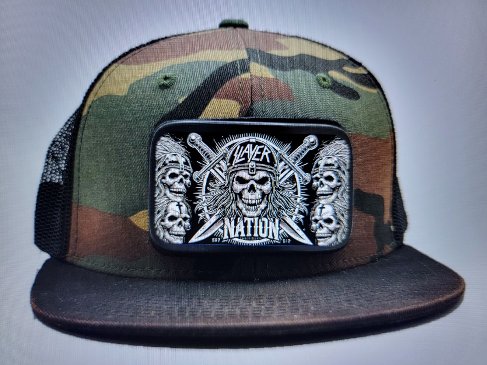 Slayer Hat, Removeable Metal Patch,Snapback | eBay